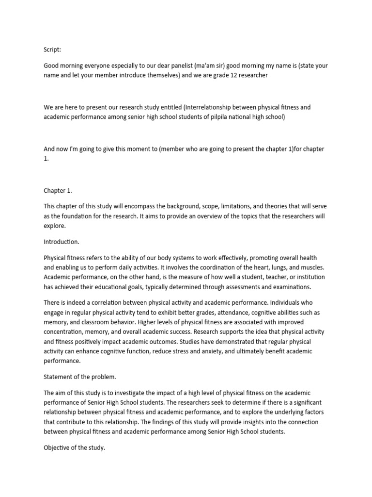 Script-WPS Office | PDF | Physical Fitness | Socioeconomic Status