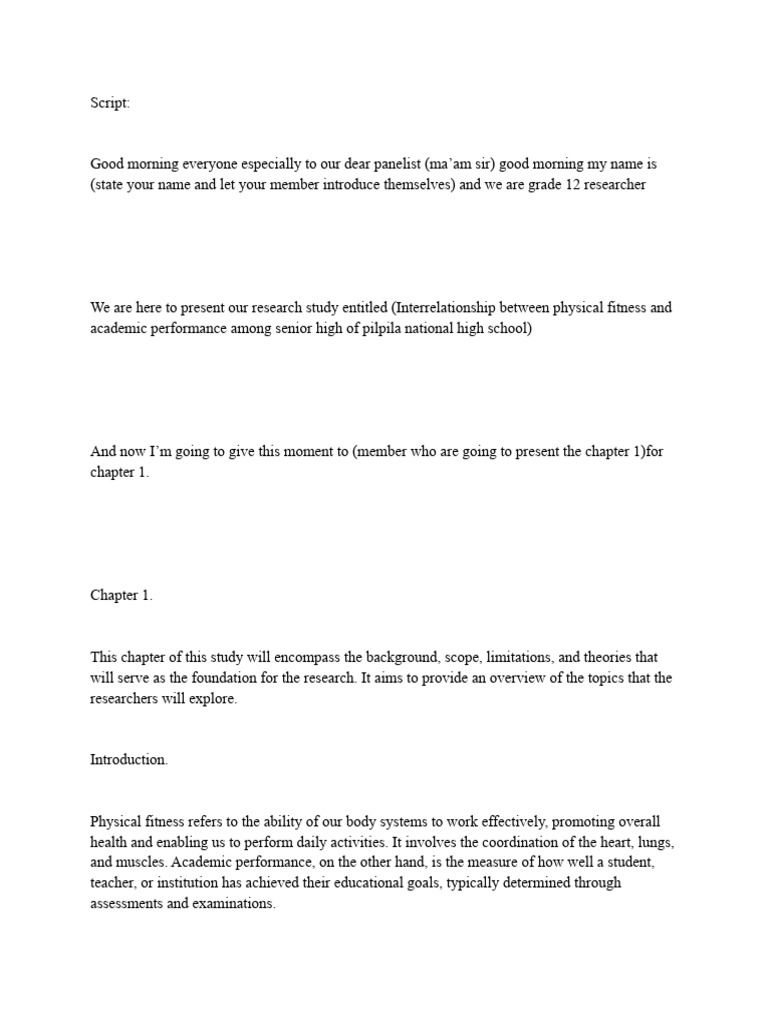 report-script | Download Free PDF | Survey Methodology | Physical Fitness