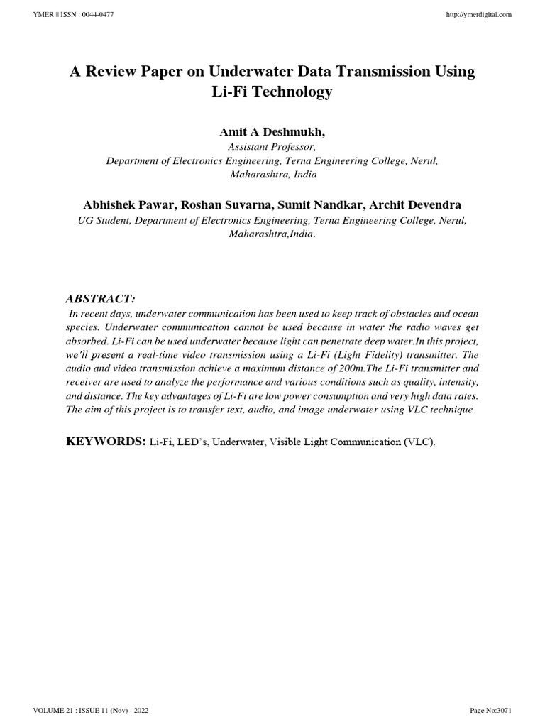 A Review Paper on Underwater Data Transmission Using lifi tech ...