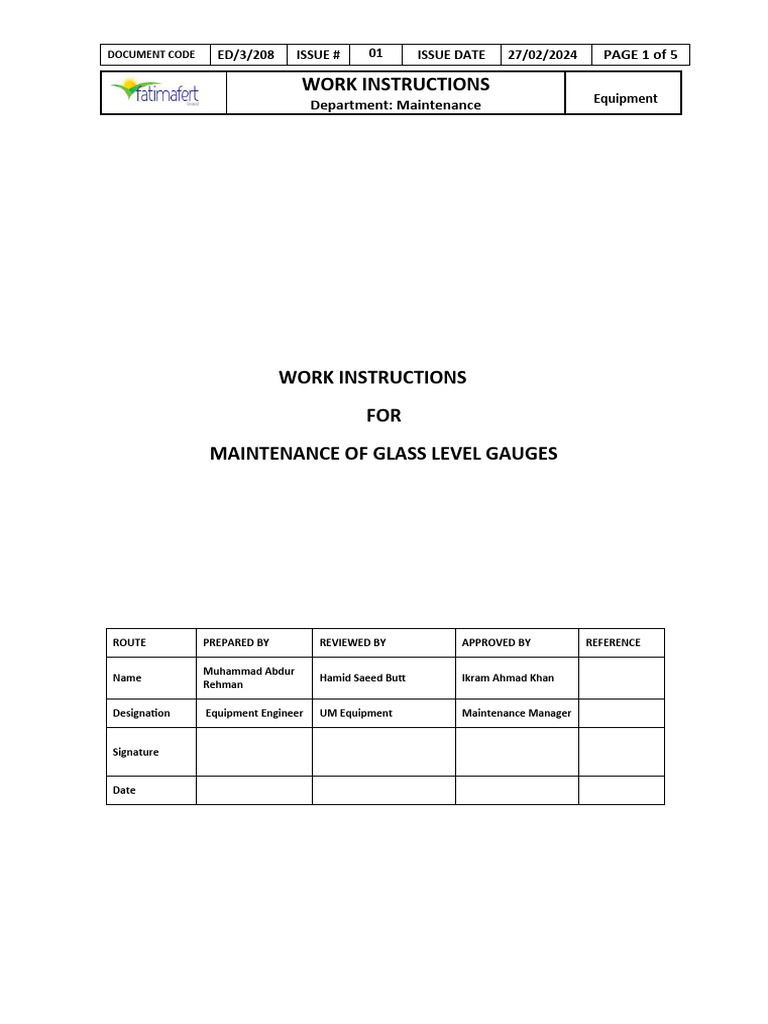 Work Instruction maintenance of fire hydrants | PDF | Personal ...