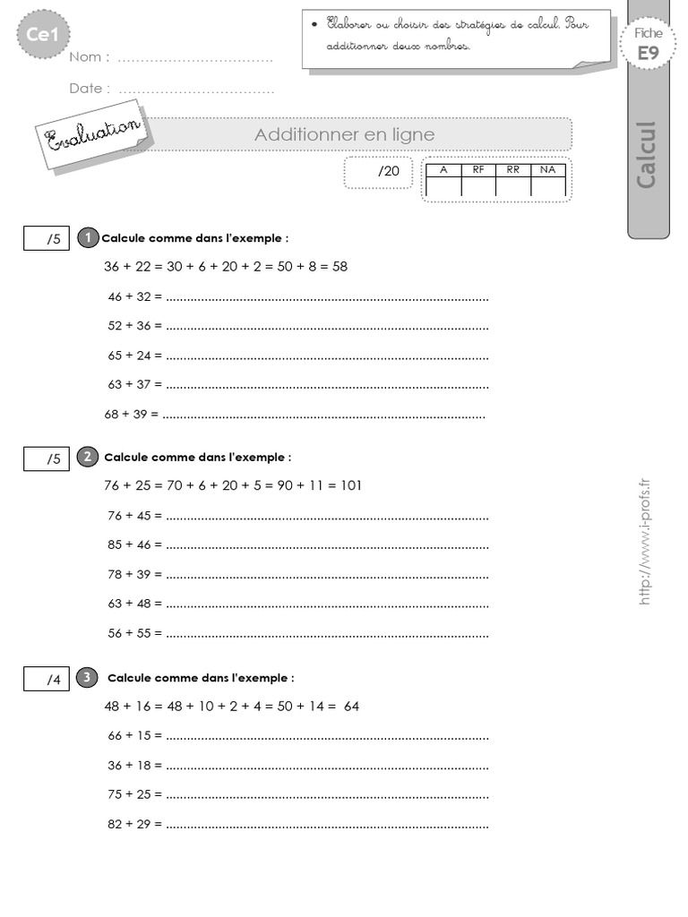 Exercices d'Addition CE1 à Imprimer | PDF