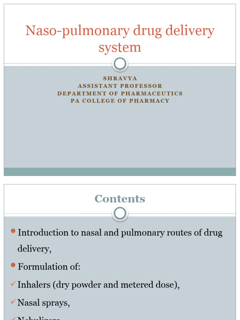 Naso-pulmonary Drug Delivery System | PDF | Medicine | Pharmaceutical Sciences