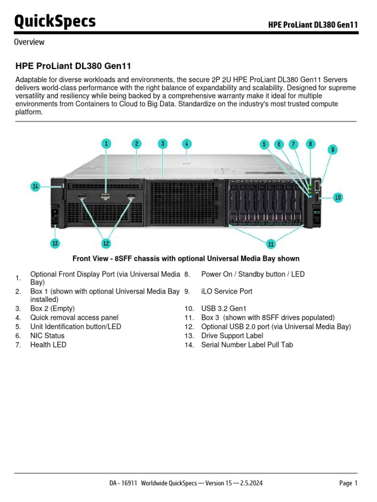 HPE ProLiant DL380 Gen11 | PDF | Central Processing Unit | Computer Science