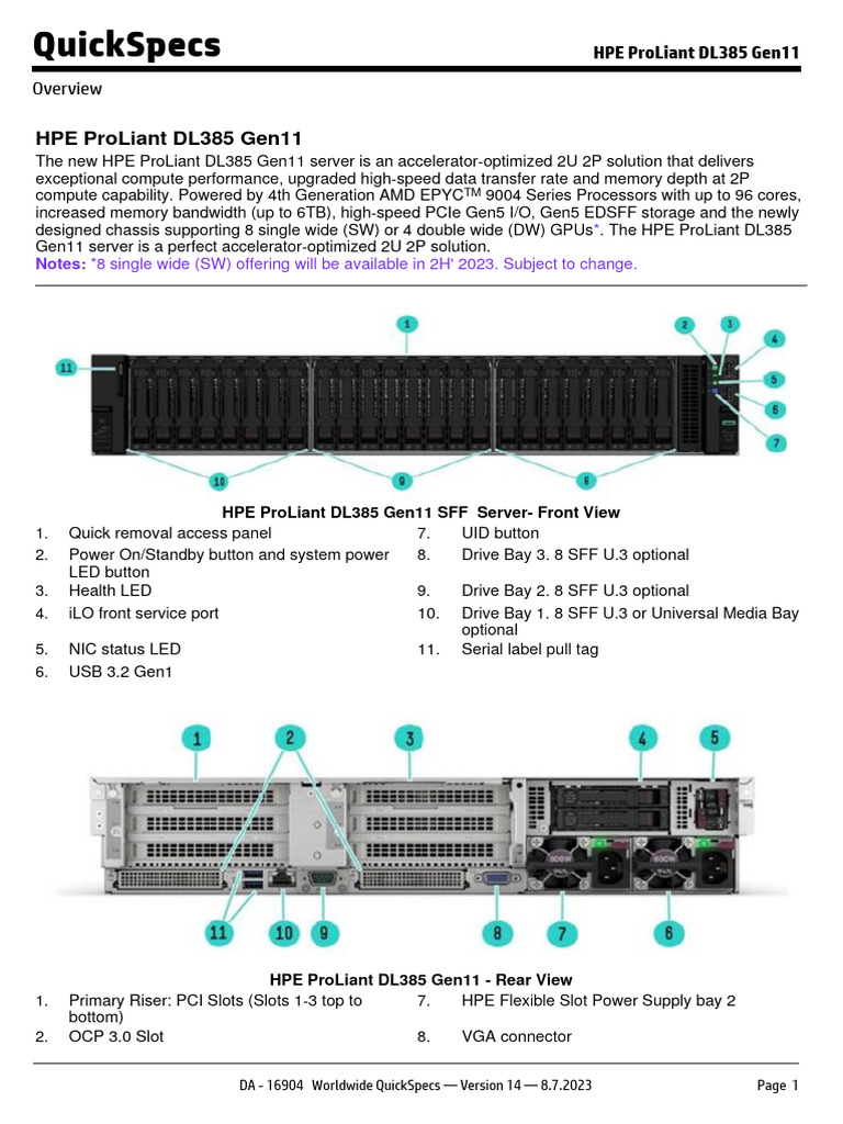 HPE ProLiant DL385 Gen11 | PDF | Booting | Computer Architecture