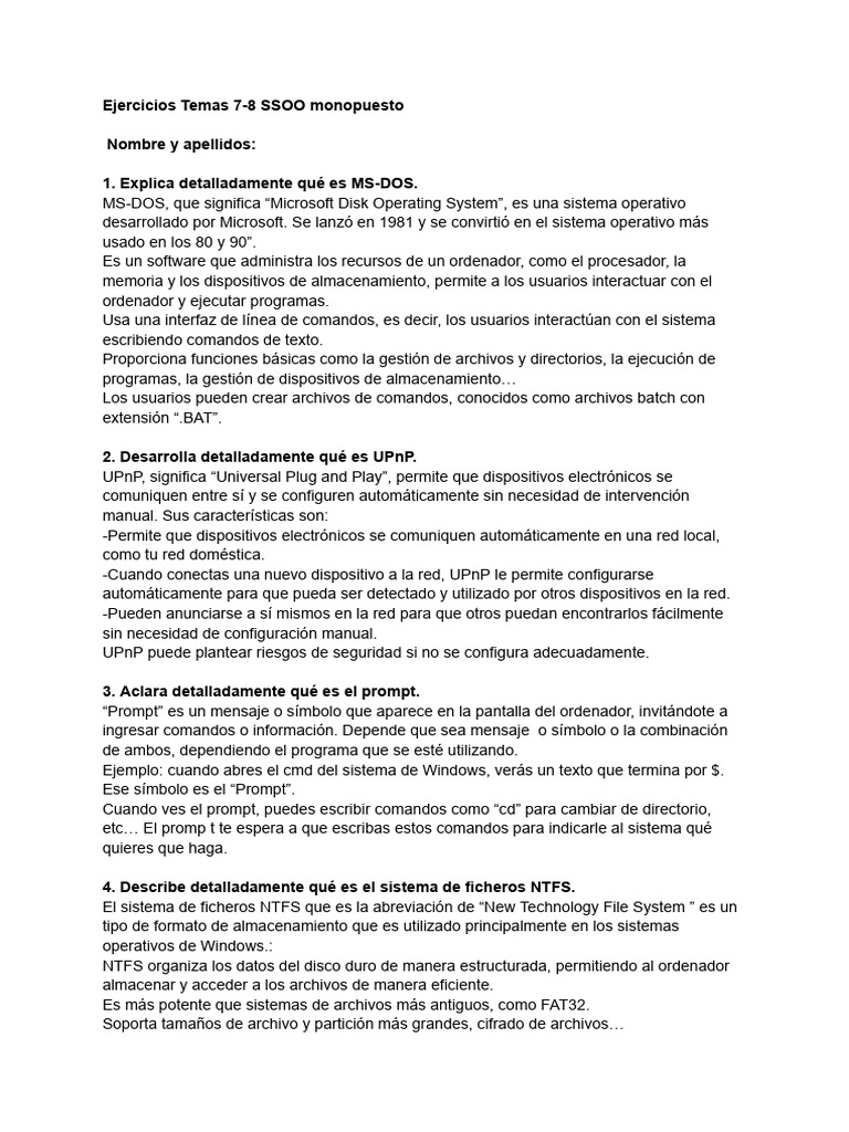 Conceptos Clave de MS-DOS y UPnP | PDF | Archivo de computadora | Informática