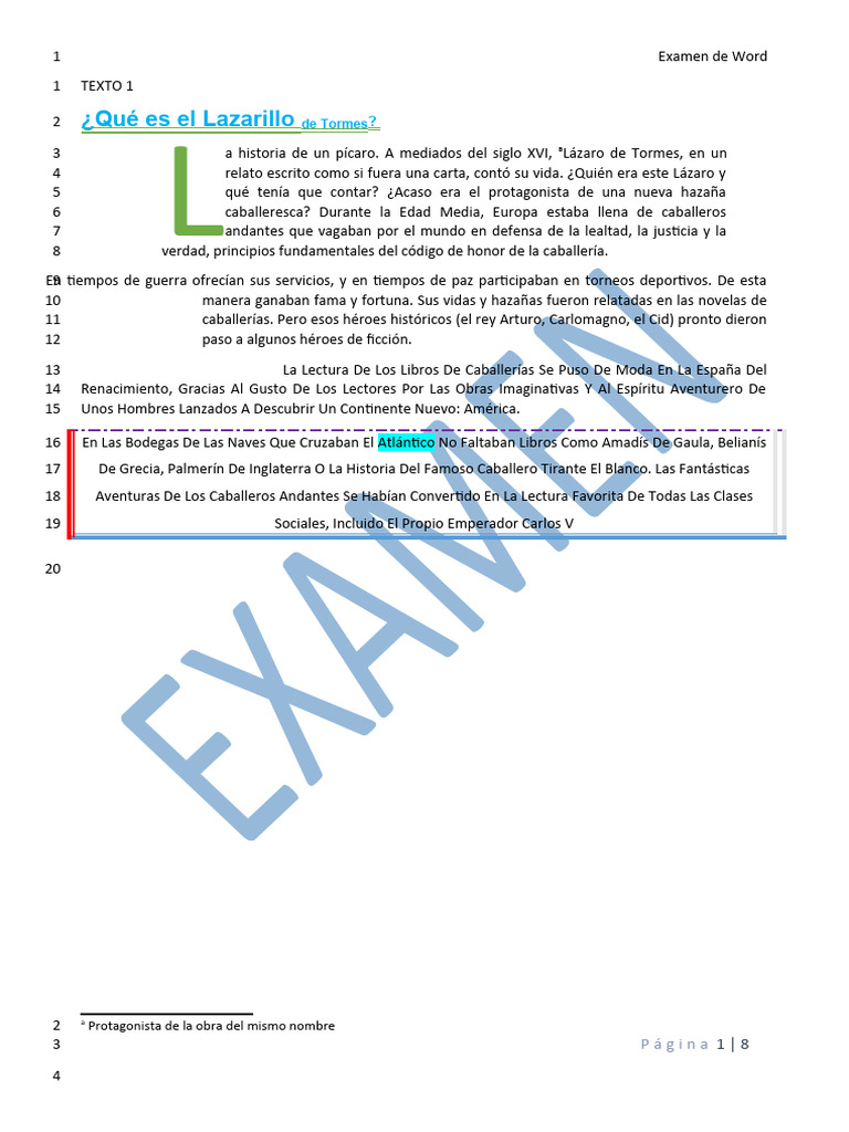 Textos para El Examen Lazarillo | PDF | Romance caballeresco | Caballería