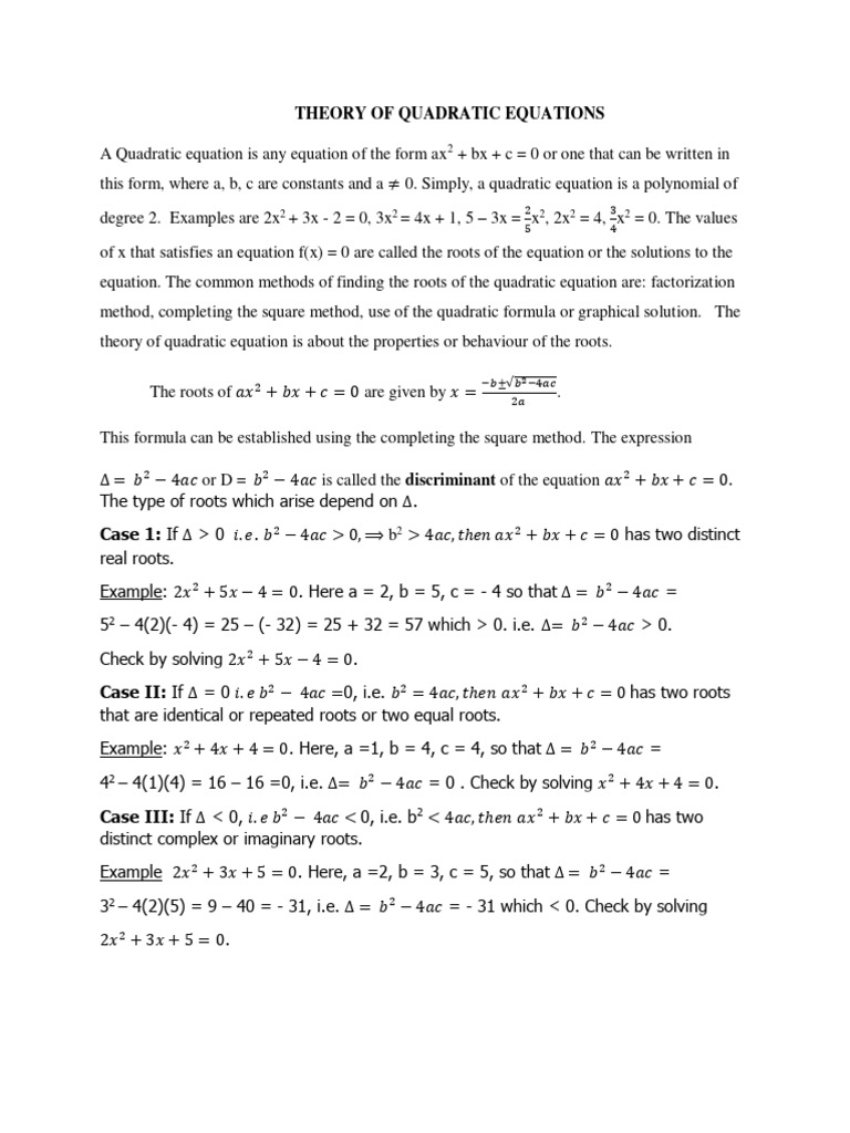 Understanding Quadratic Equations | PDF | Quadratic Equation | Equations