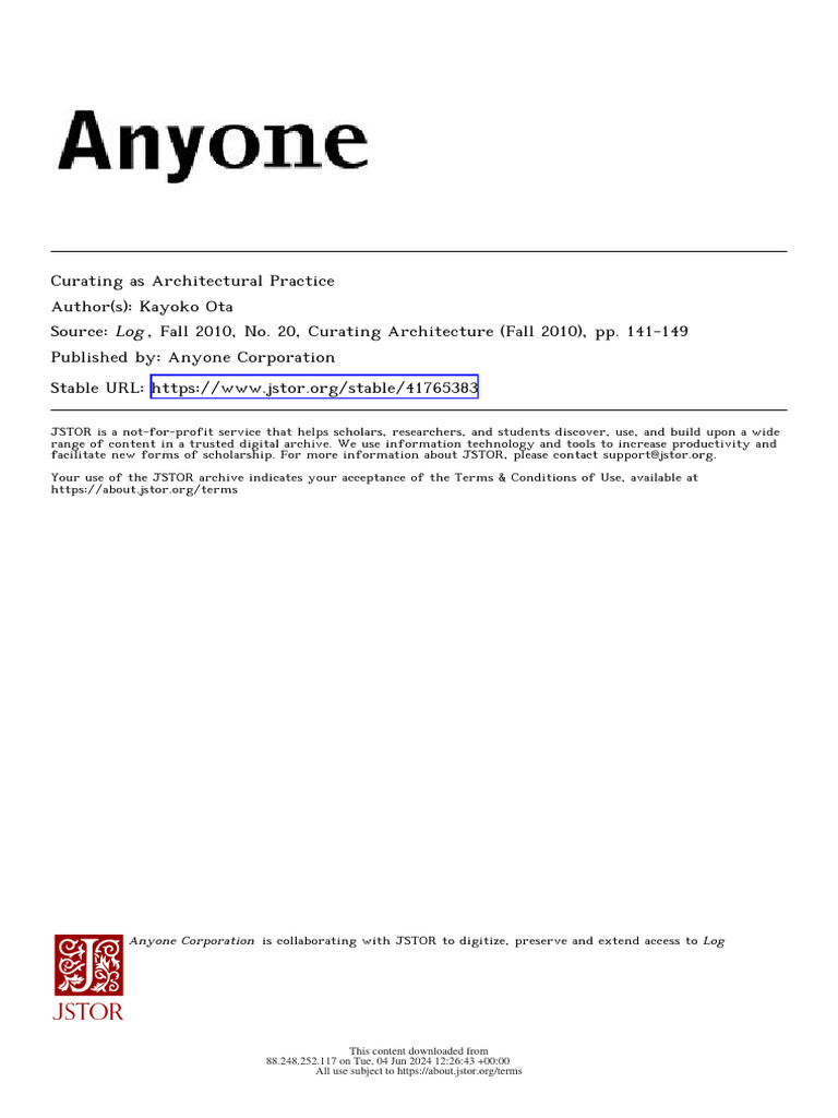 Curating Architecture Article | PDF | Information