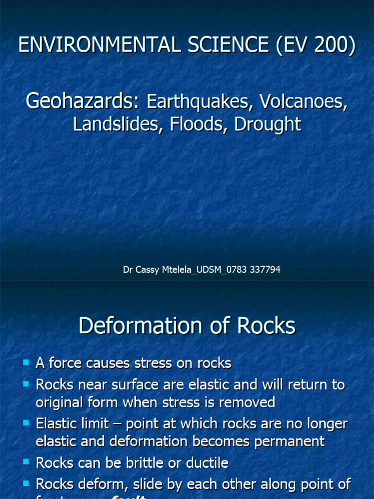 Geohazards Lecture For EV 200 | PDF | Volcano | Landslide