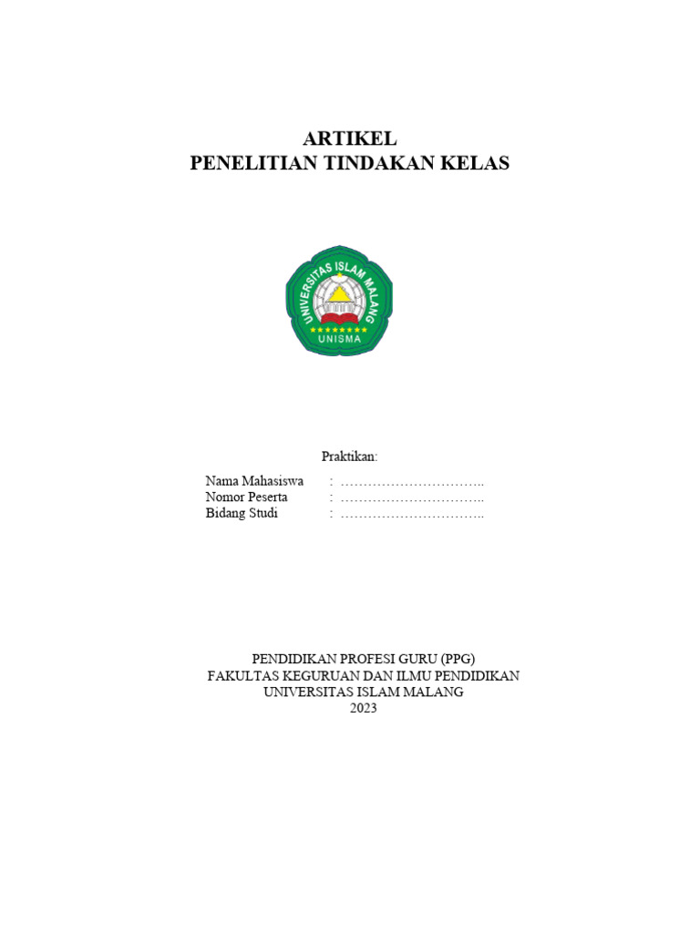 Template Artikel PTK - PPG Unisma - FN | PDF