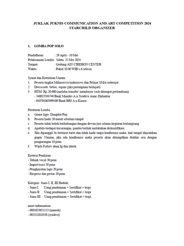 Juklak Juknis Cac 2024 | PDF