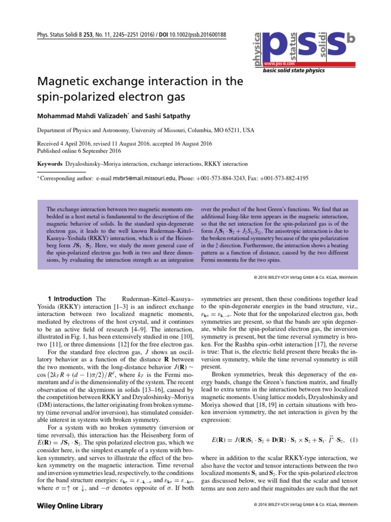 valizadeh2016 | PDF | Spin (Physics) | Electron