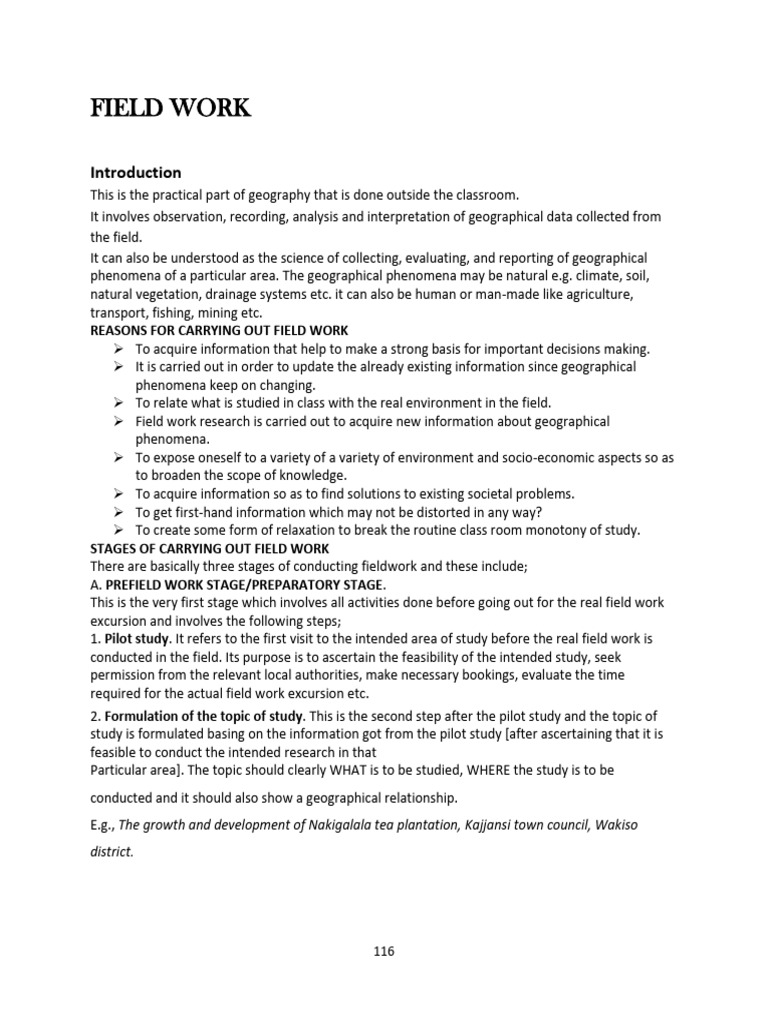 FIELDWORK STUDY | PDF | Sampling (Statistics) | Questionnaire