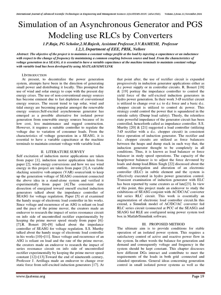 4.simulation An Asynchronous Generator and PGS Modeling Use RLCs by Converters | PDF | Electric ...