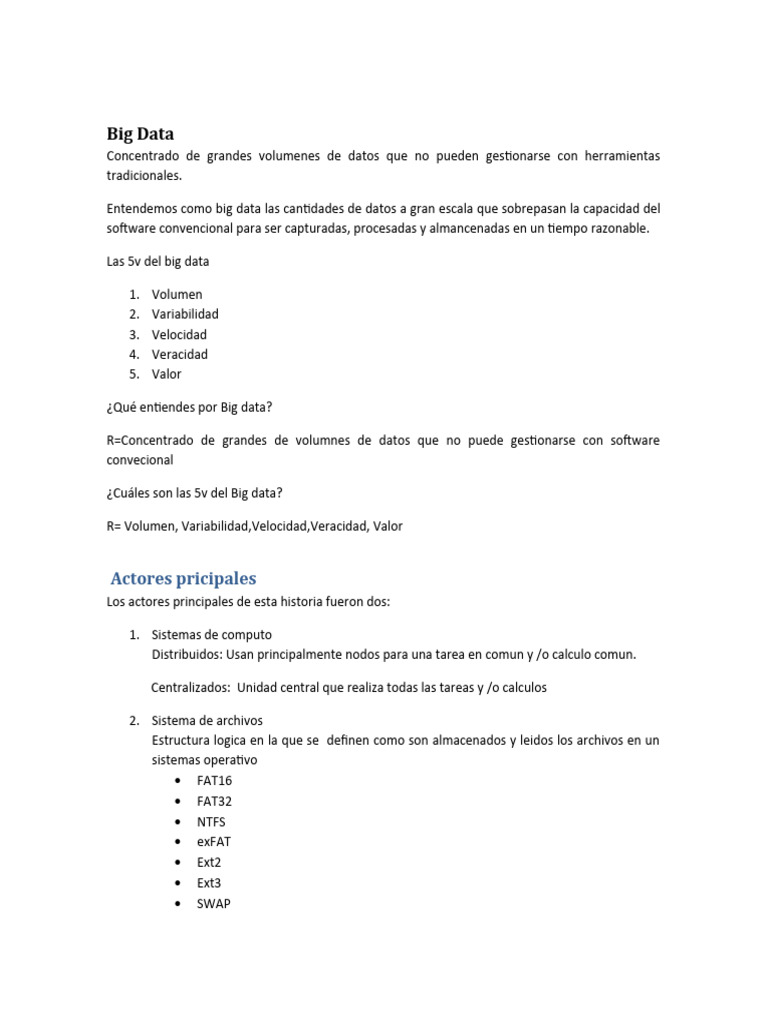 Cuestionario_Datio | PDF | Apache Hadoop | Big Data