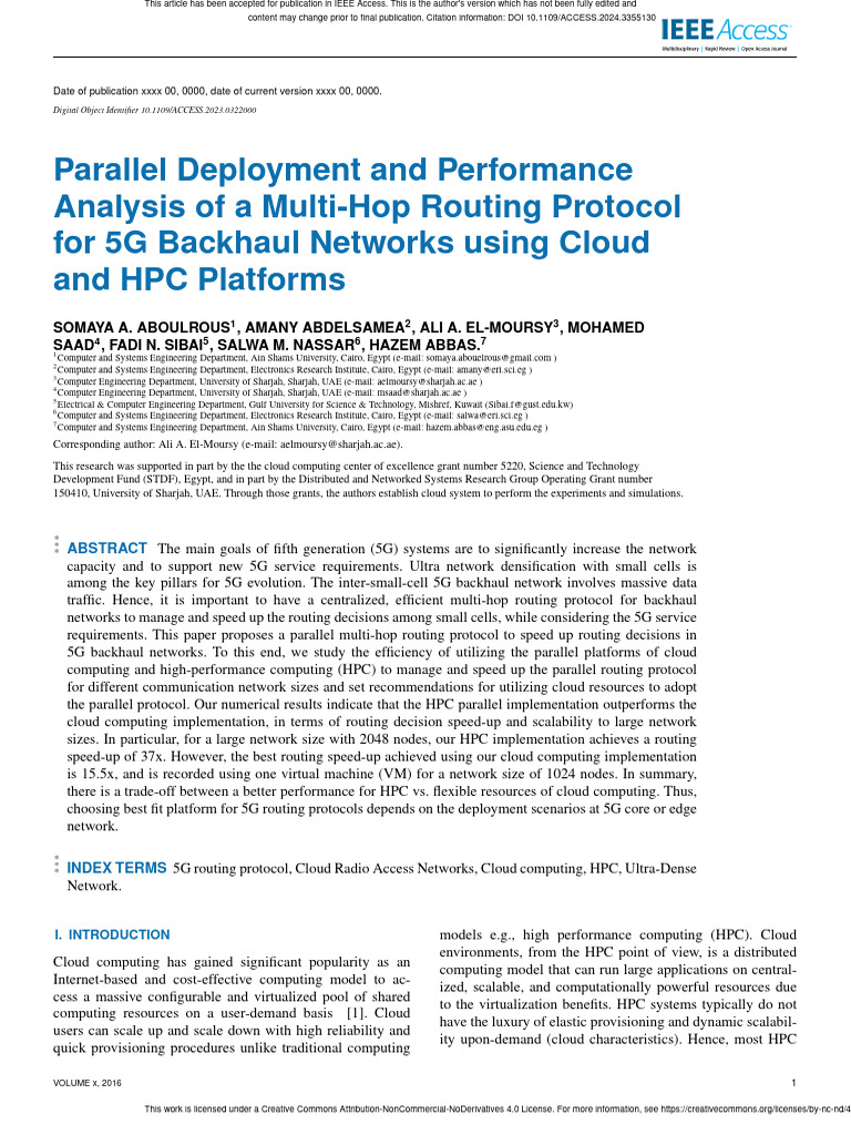 Parallel Deployment and Performance Analysis of A Multi-Hop Routing ... Parallel Deployment and Performance Analysis of A Multi-Hop Routing ...