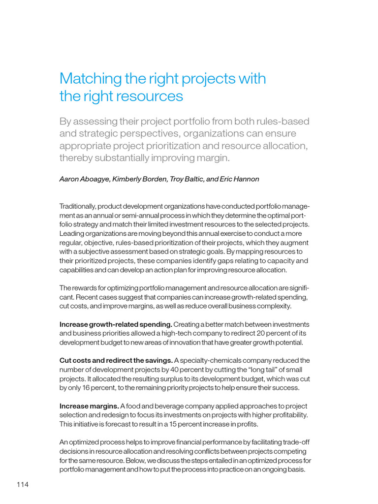 Matching The Right Projects | PDF | Investing | Economies