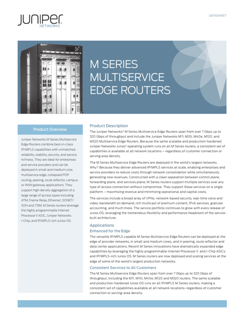 M Series Multiservice Edge Routers: Product Overview | PDF | Virtual ...