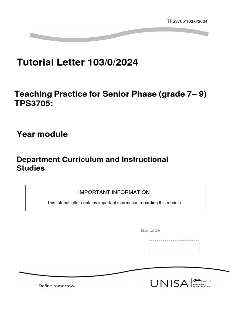TPS3705 Teaching Practice Portfolio Guide | PDF | Lesson Plan | Teachers