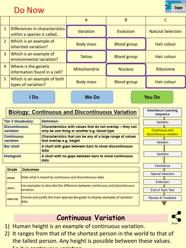 L2 Continuous and Discontinuous Variation | PDF | Blood Type | Species