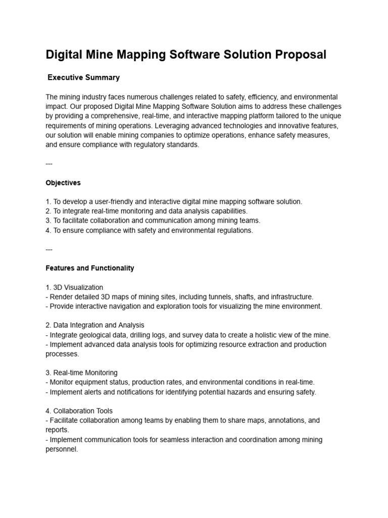 Digital Mine Mapping Software Solution Proposal | PDF | Mining ...