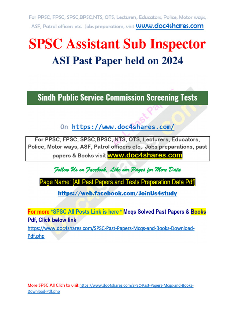 ASI Past Papers 2024 Download Guide | PDF | Inspector | Law Enforcement