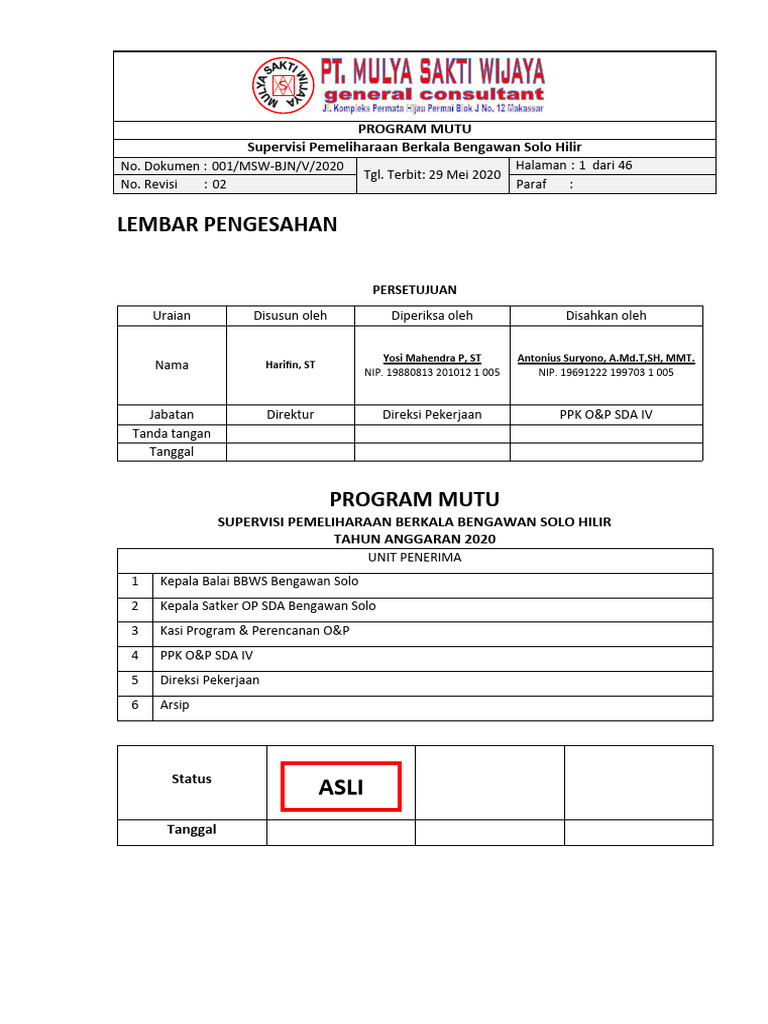 Laporan Program Mutu 19 Agt 2020 | PDF