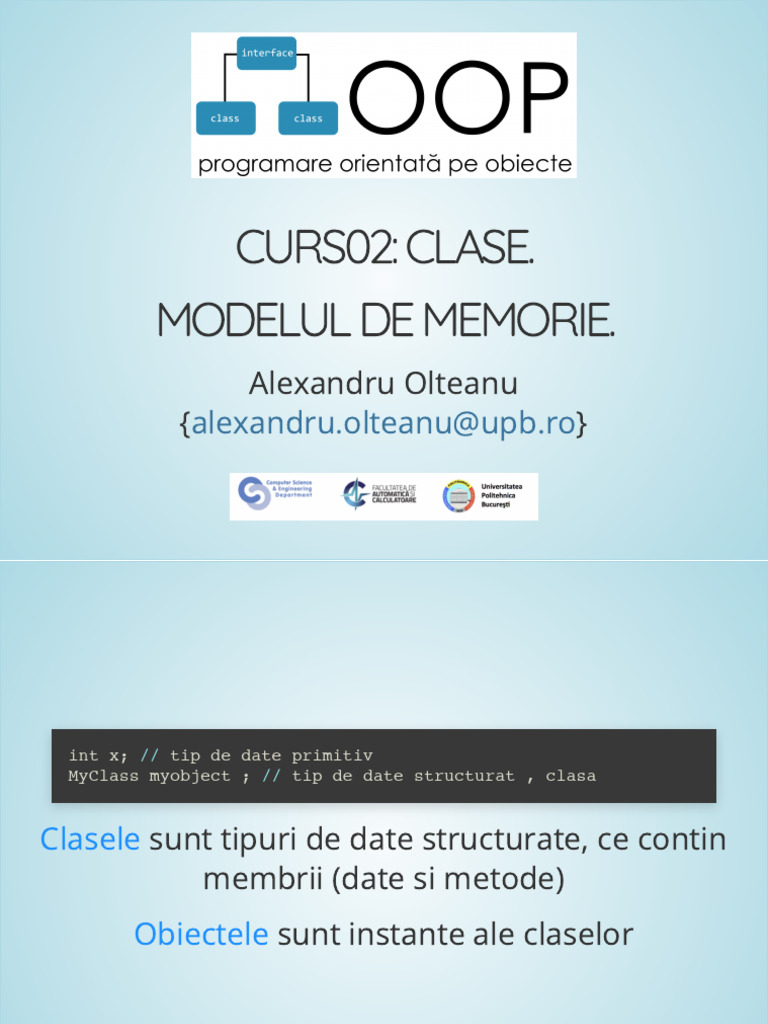 Curs 02 | PDF | Constructor (Object Oriented Programming) | Programming