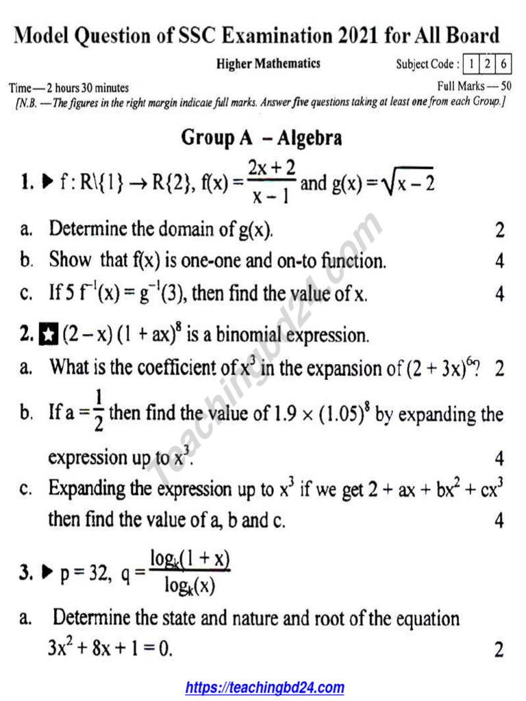 Ev SSC Higher Mathematics Suggestion Question 2021 4 | PDF | Home & Garden | Technology ...