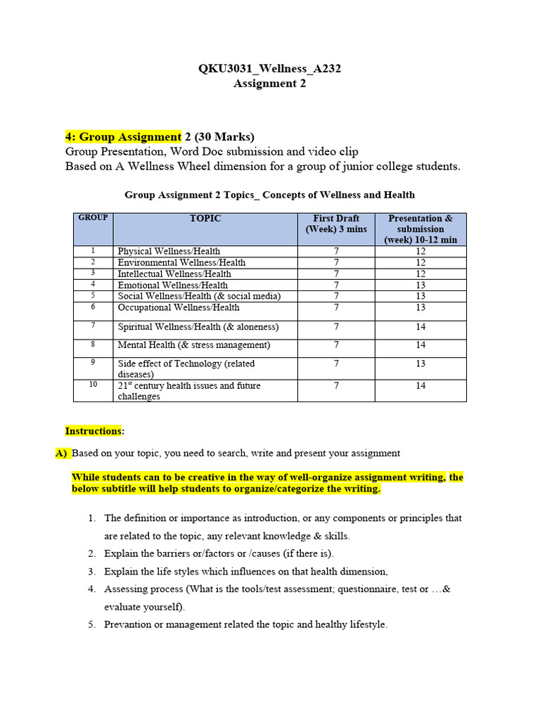 Assignment 2 - Topic & Instruction | PDF | Psychology | Behavioural Sciences
