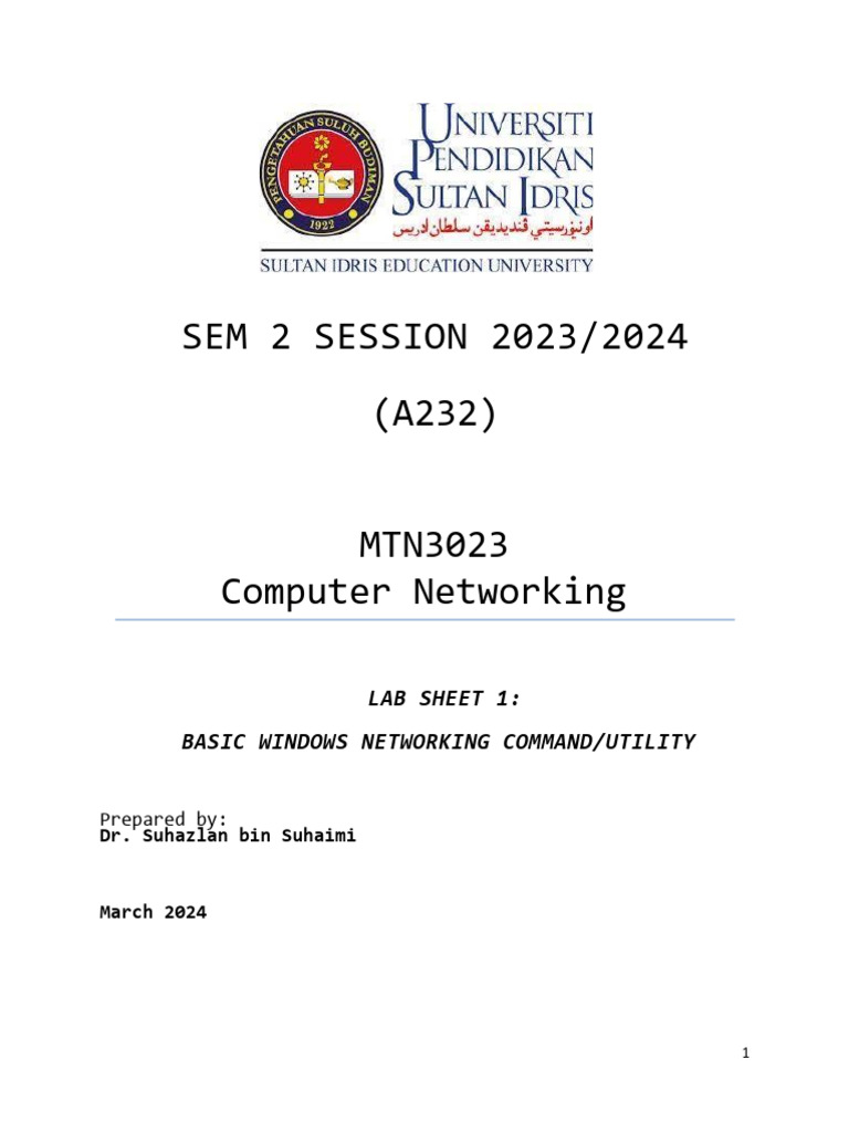 A232 DTN3023_Lab_Sheet_1_Basic_Networking_Commands | PDF