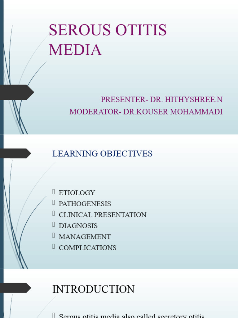 Serous Otitis Media Final | PDF | Surgical Specialties | Otology