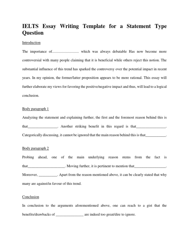 IELTS Essay Writing Template | PDF | Reason | Essays IELTS Essay Writing Template | PDF | Reason | Essays