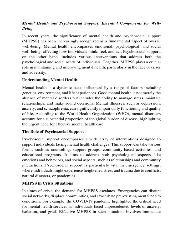 MHPSS | PDF | Mental Health | Psychosocial