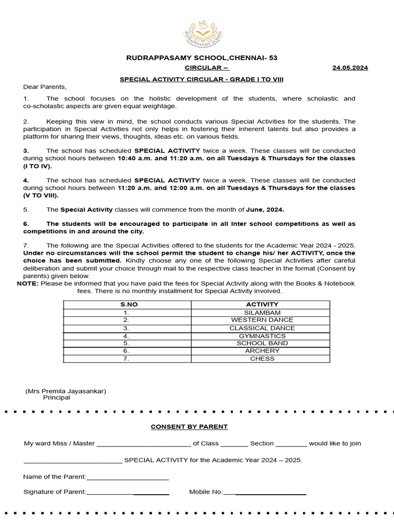 SPECIAL ACTIVITY Circular 3 | PDF