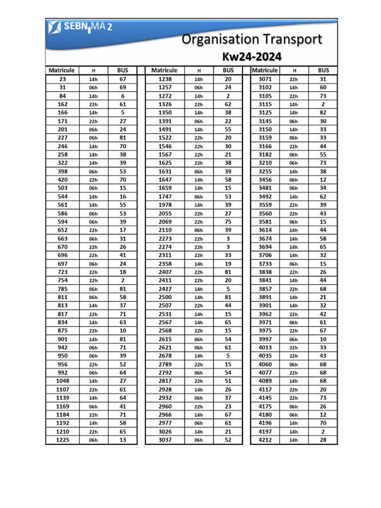 Organisation Du Transport Kw24-2024 SEBN-MA2 | PDF
