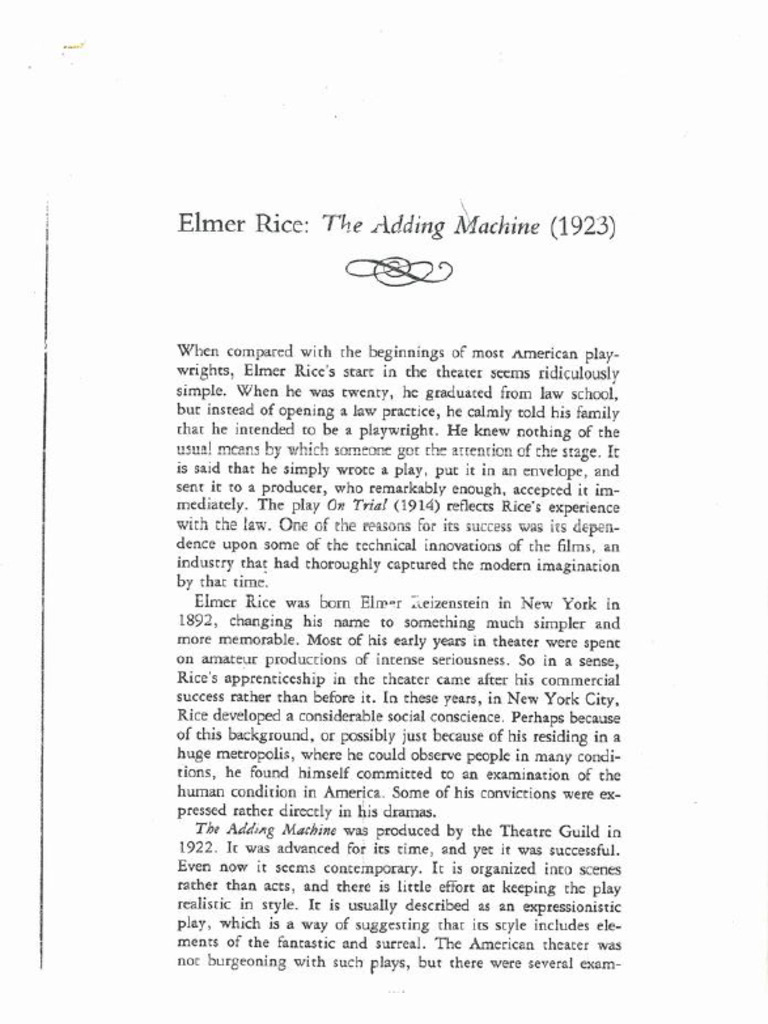 Elmer Rice The Adding Machine | PDF