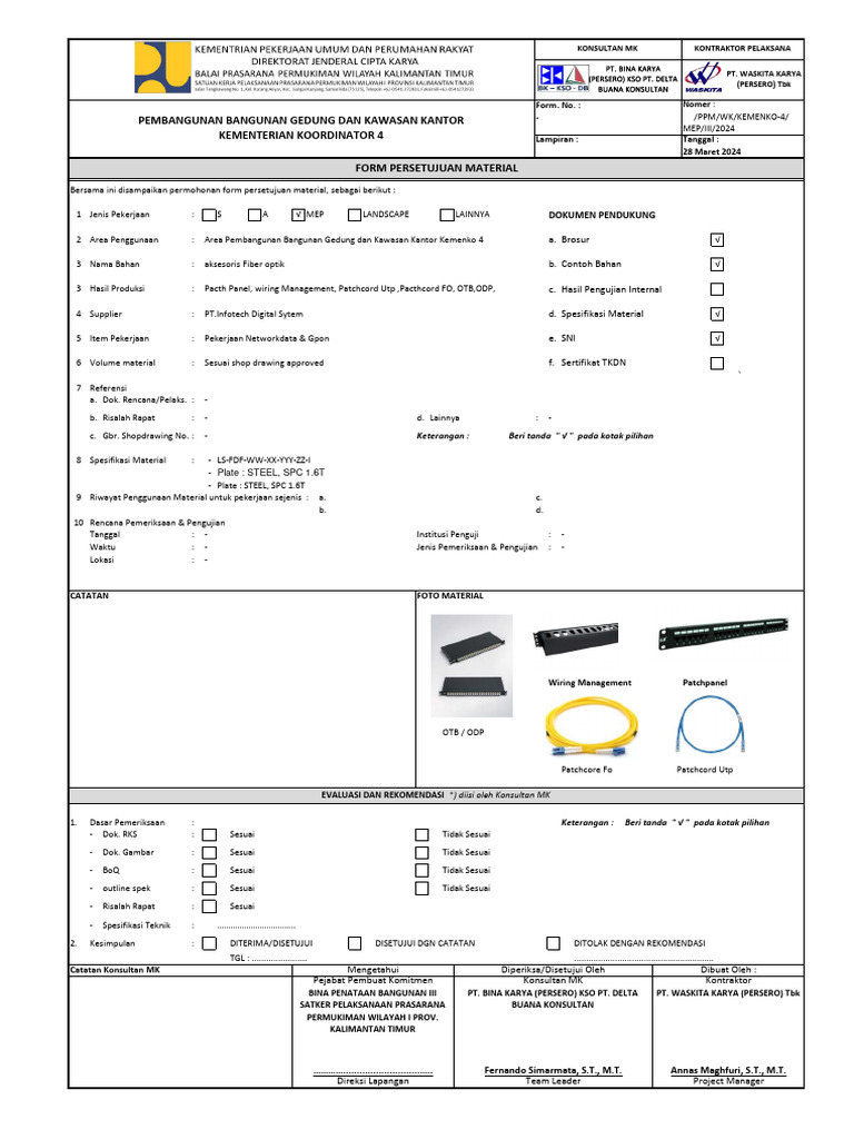 Form Persetujuan Material - ELC - AKSESORIS FO | PDF