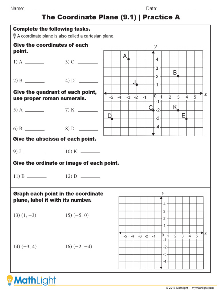 Coordinate Plane Practice Exercises | PDF | Cartesian Coordinate System ...