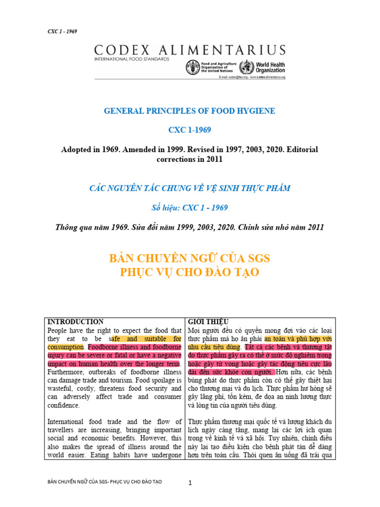 Tieu Chuan Haccp 2020 - SGS - DTLN | PDF