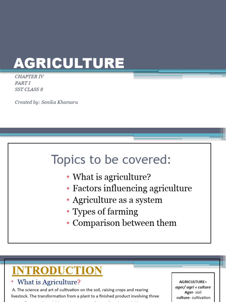 Agriculture: SST Class 8 Created By: Sonika Khamaru | PDF | Agriculture ...