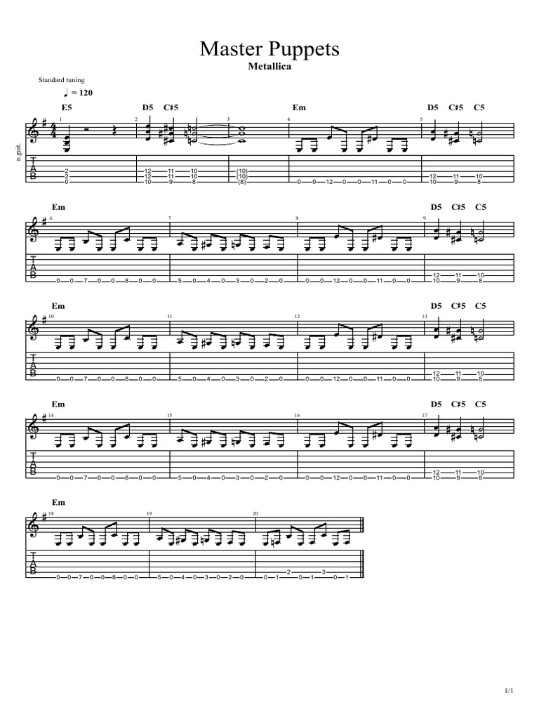 MASTER PUPPETS METALLICA TAB | PDF | Chess Theory | Chess