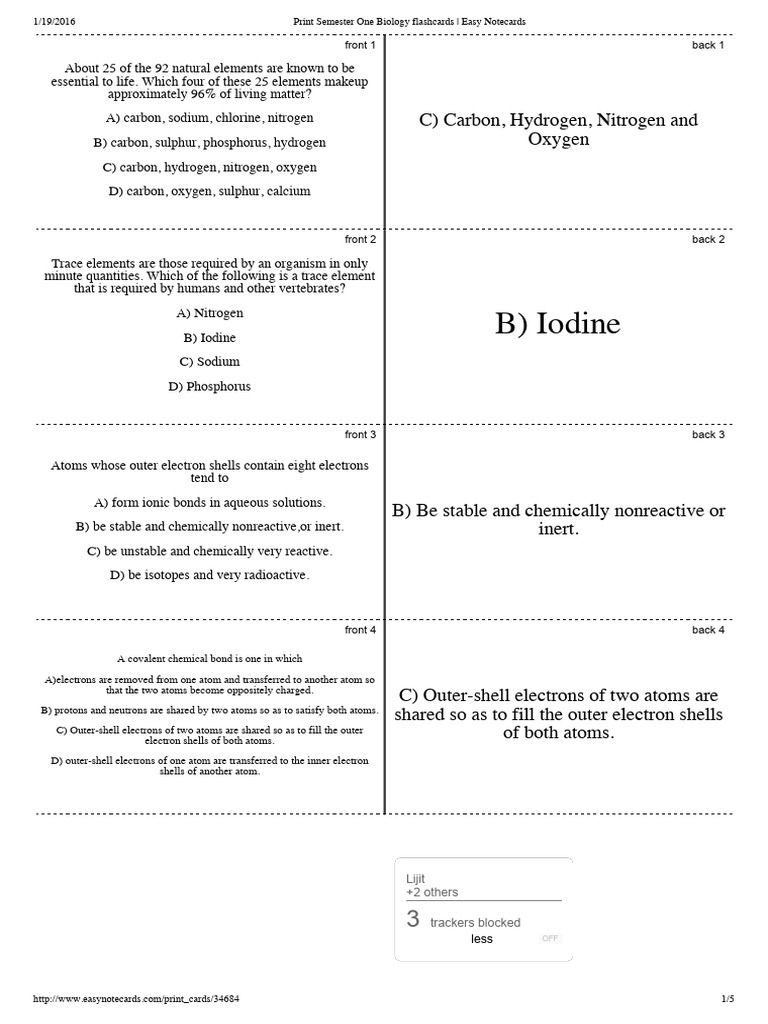 B) Iodine: C) Carbon, Hydrogen, Nitrogen and Oxygen | PDF | Chemical ...