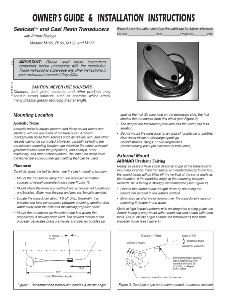 Airmar Transducer External Mounting | PDF | Pipe (Fluid Conveyance) | Nut (Hardware)