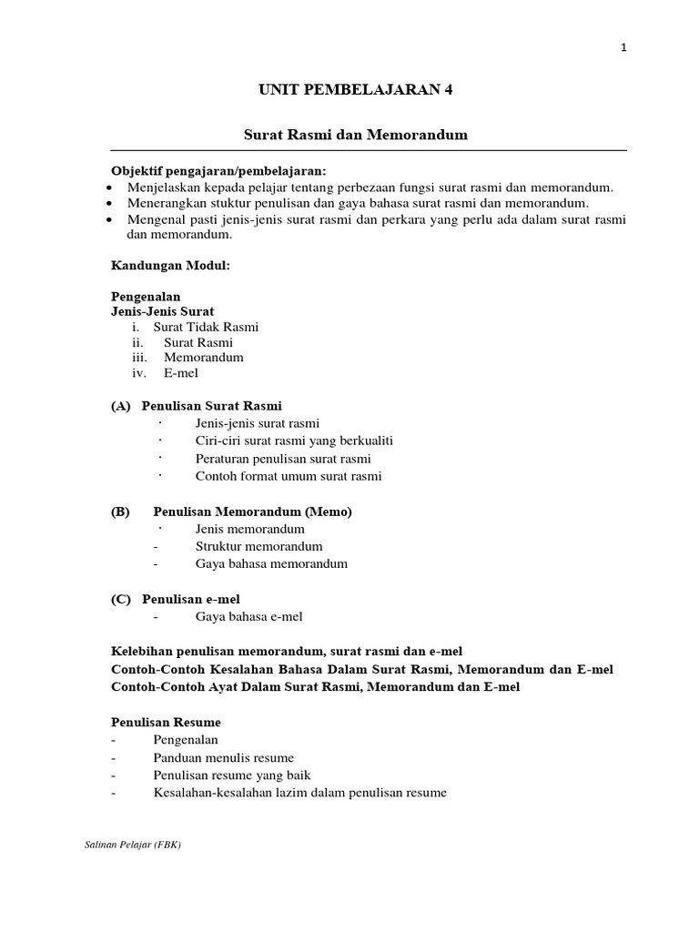 SURAT RASMI & MEMORANDUM | PDF