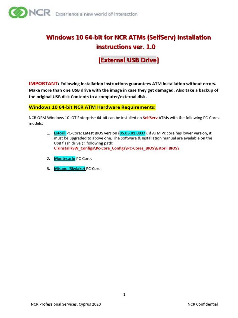NCR ATM Windows 10 Installation Guide | PDF | Automated Teller Machine | Windows 10