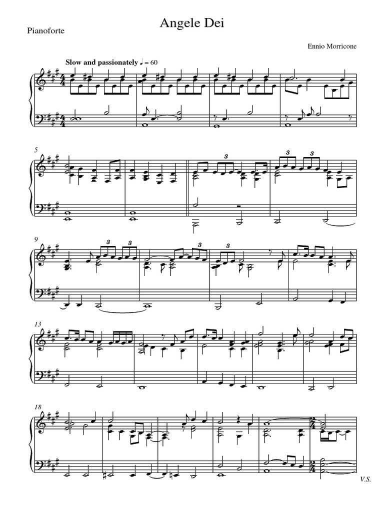 Angel Dei Morricone Pianoforte | PDF