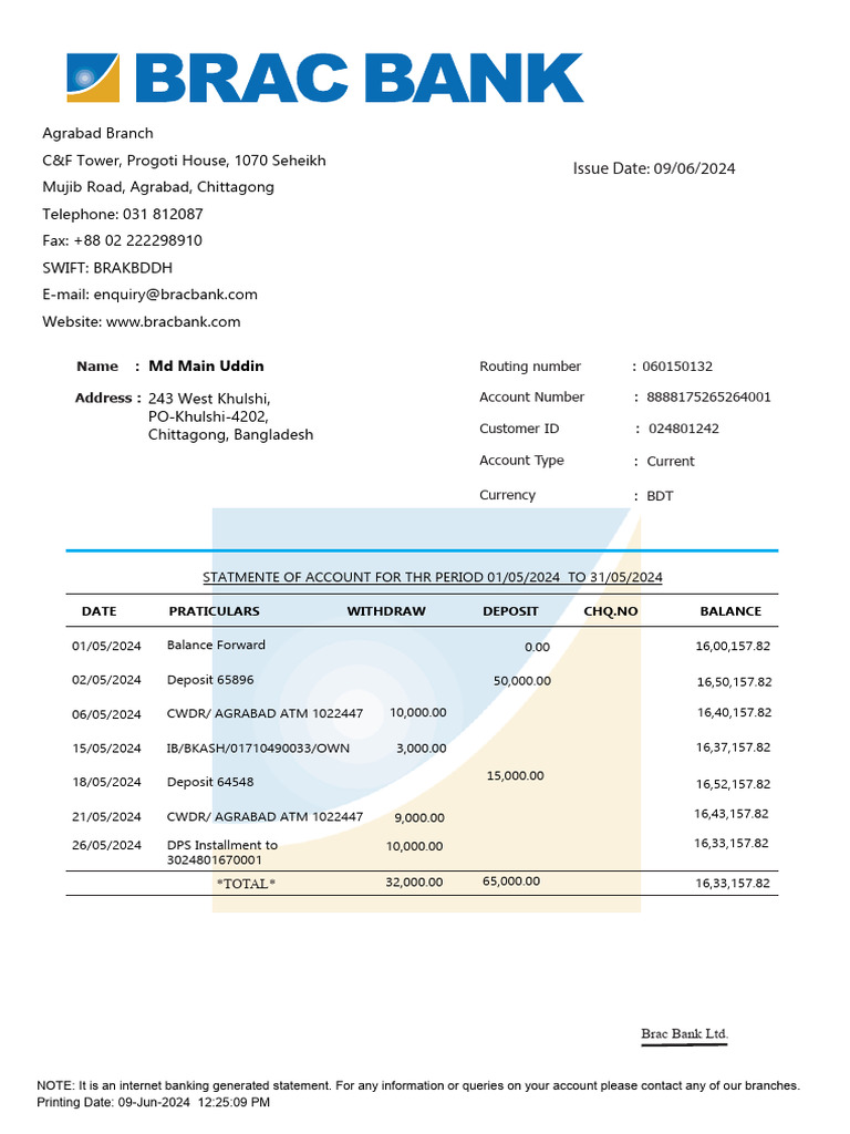 Bank Statement | Download Free PDF | Personal Finance | Service Industries
