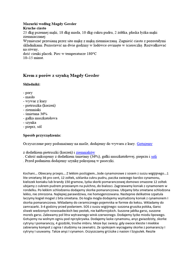 Magda Gessler Przepisy | PDF