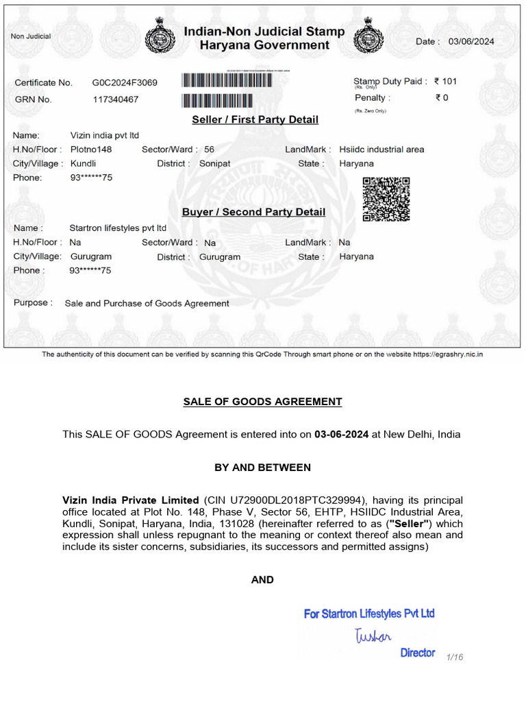 AGREEMENT SLPL VIPL NB 030624 Signed | PDF | Indemnity | Legal Liability